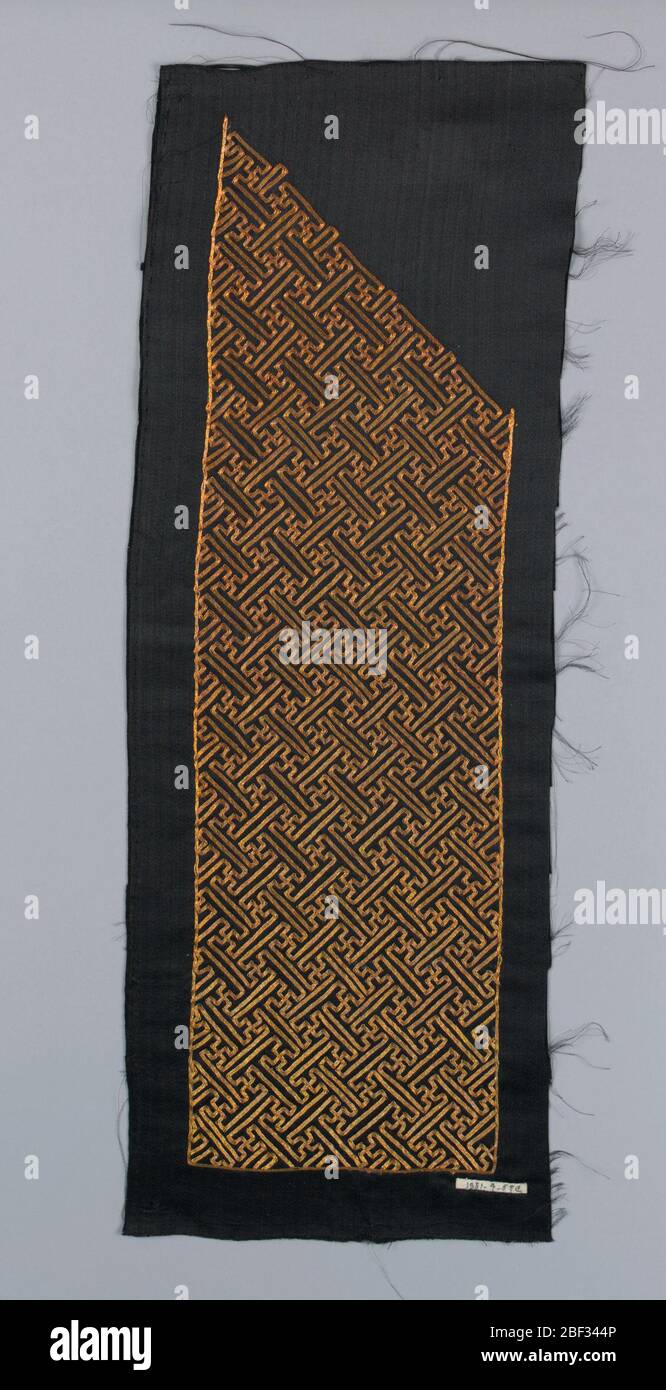 Panel. One small panel of black satin embroidered all-over in pointed ...