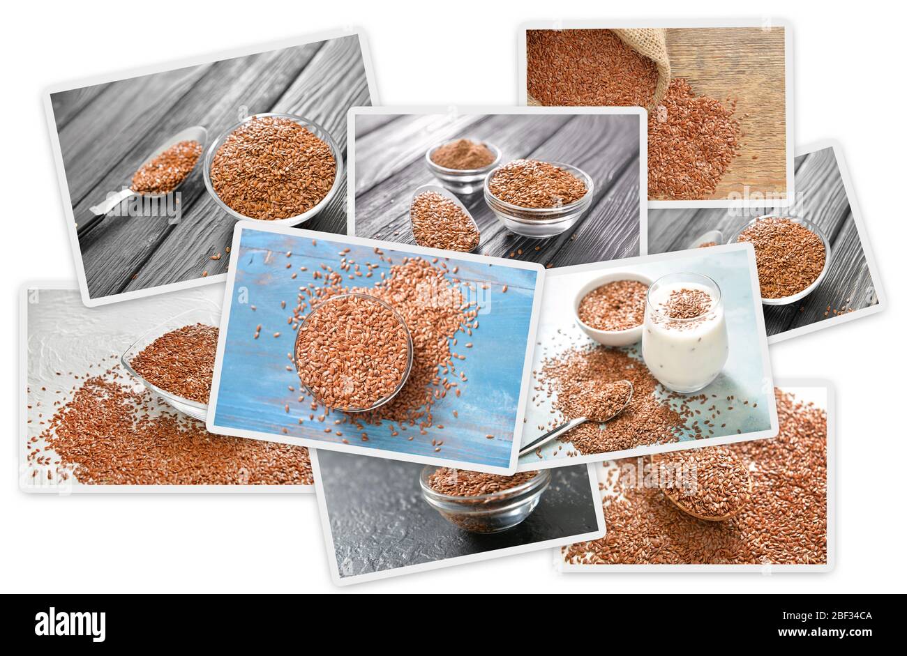 Collage of photos with flax seeds Stock Photo - Alamy