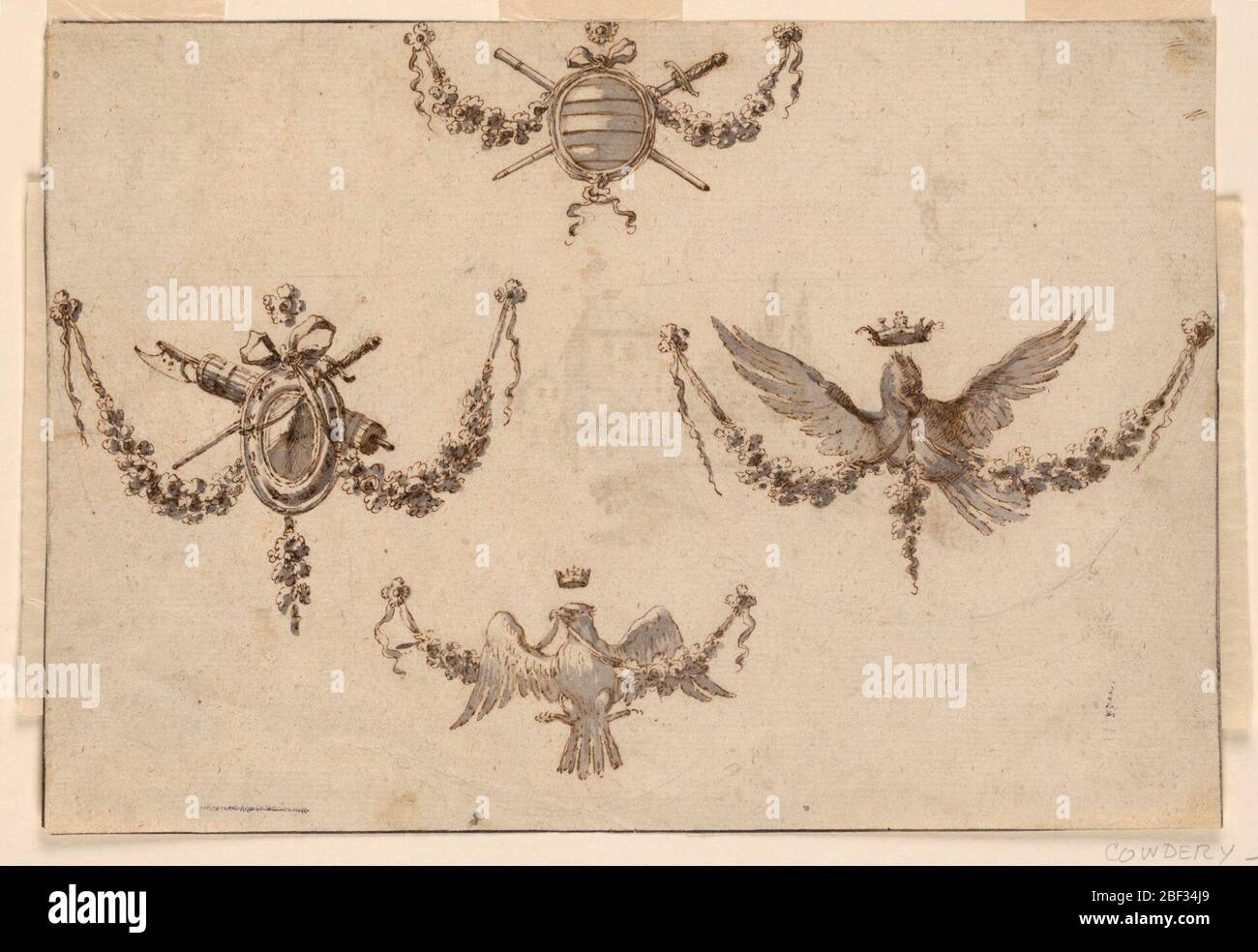 Design for Four Festoons. Horizontal rectangle showing design for four ...