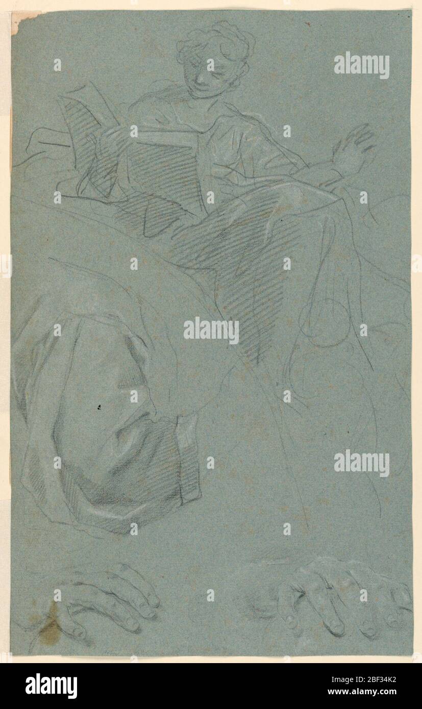 Studies for a Woman With a Book. Study of a woman holding a large book ...