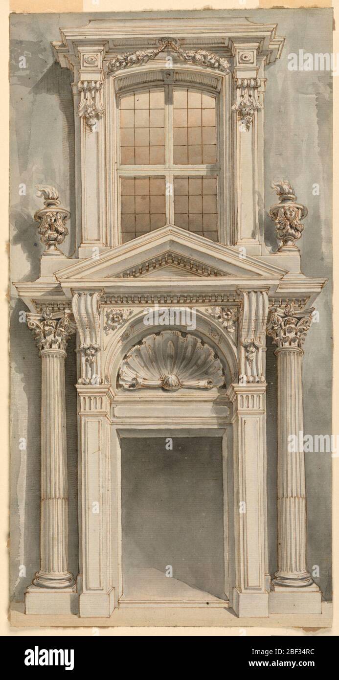 Design for a Doorway. The door frame shows a shell in the overdoor and ...