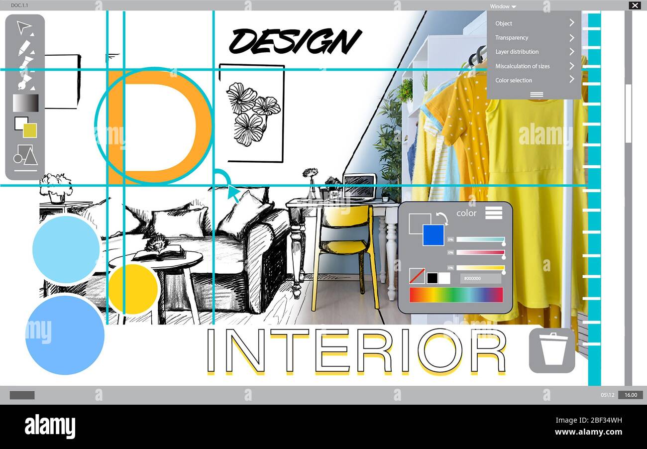 Interface of modern software for interior design Stock Photo - Alamy