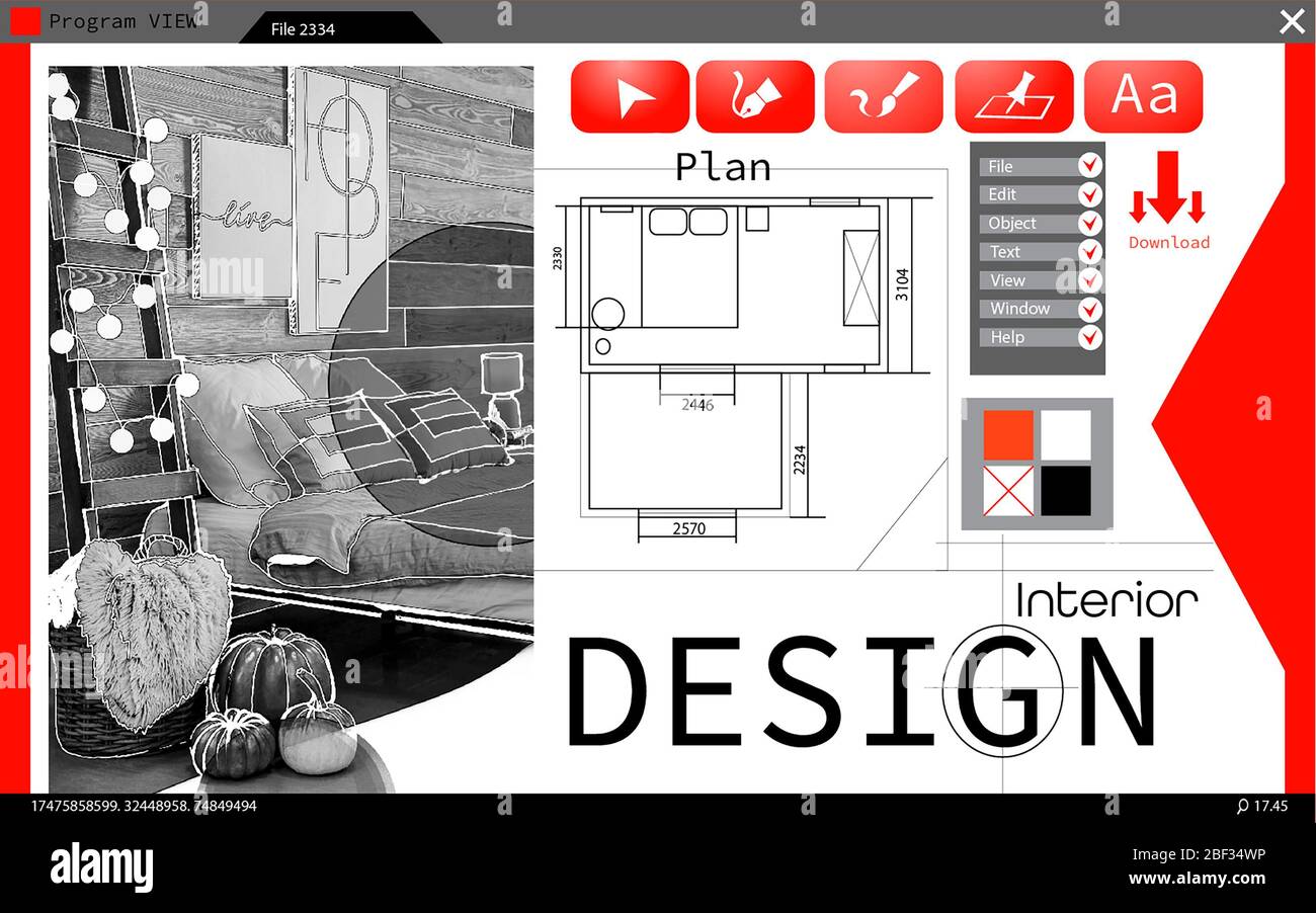 Interface of modern software for interior design Stock Photo - Alamy