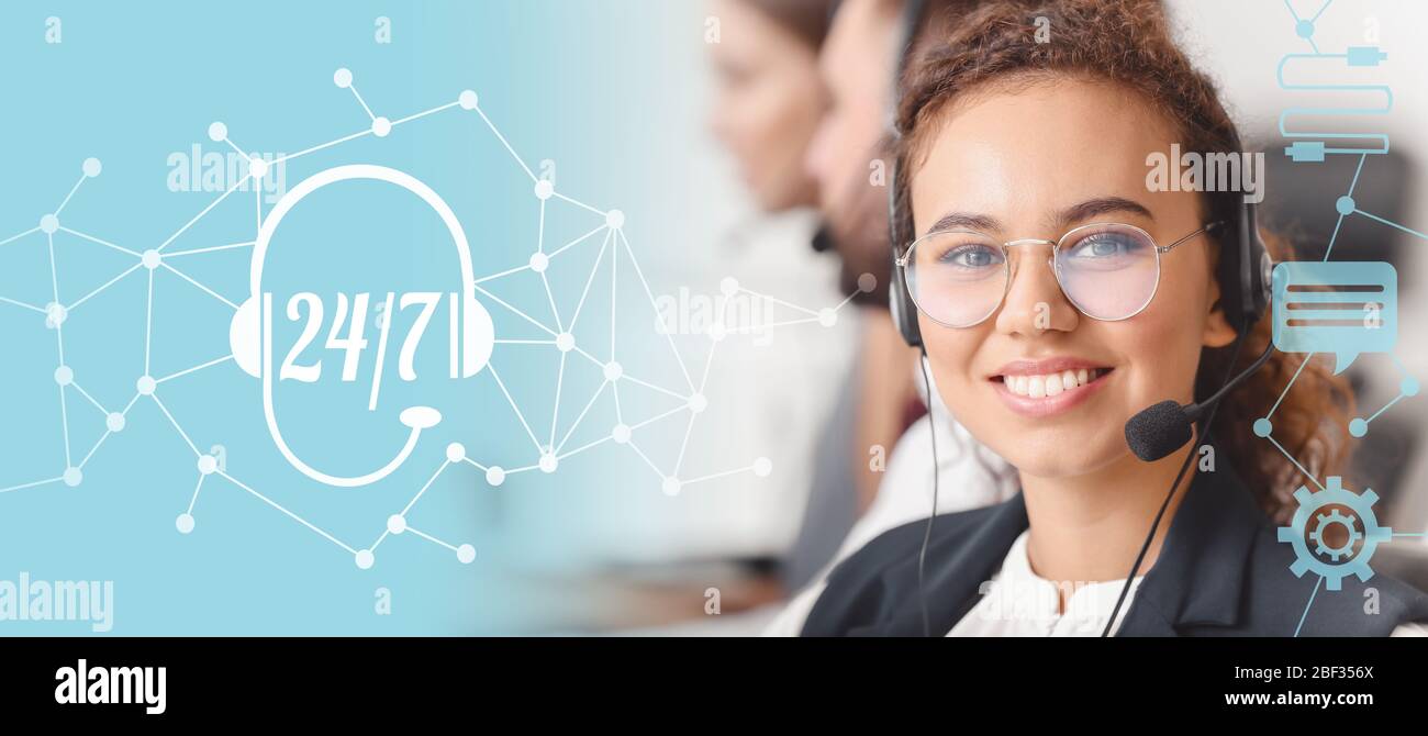 Technical support agent working in office Stock Photo - Alamy