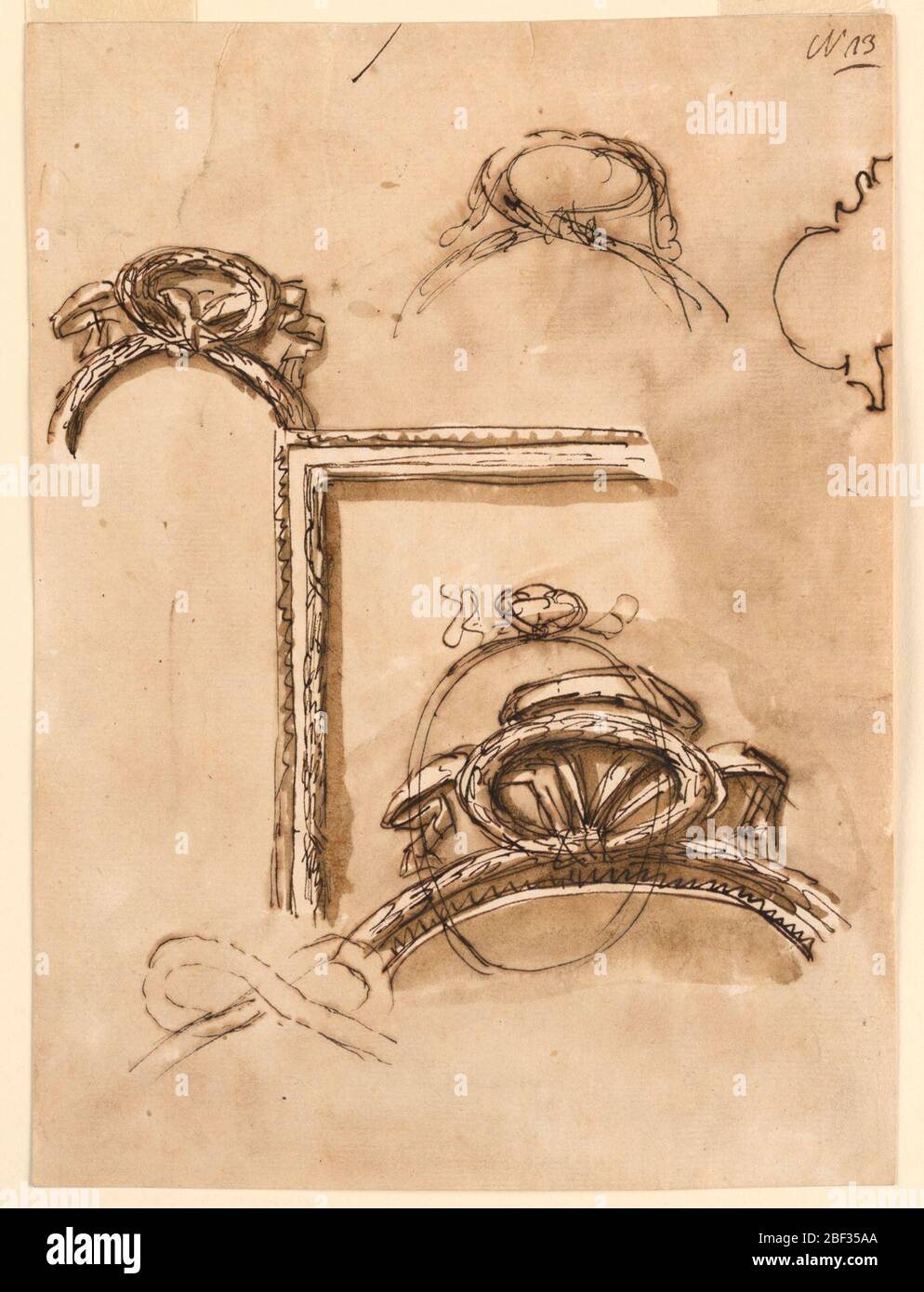 Designs for Frames. Vertical rectangle. Upper row: project and sketch ...