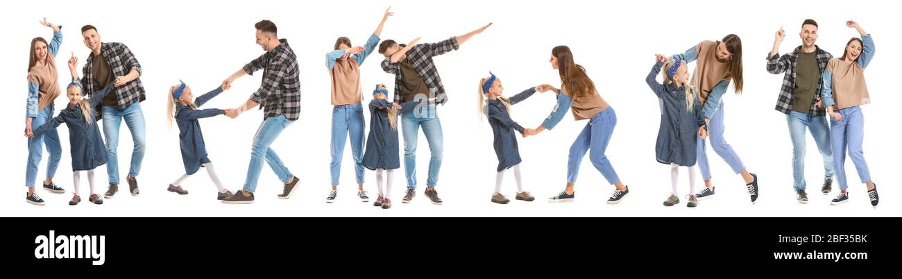 Set of dancing family on white background Stock Photo - Alamy