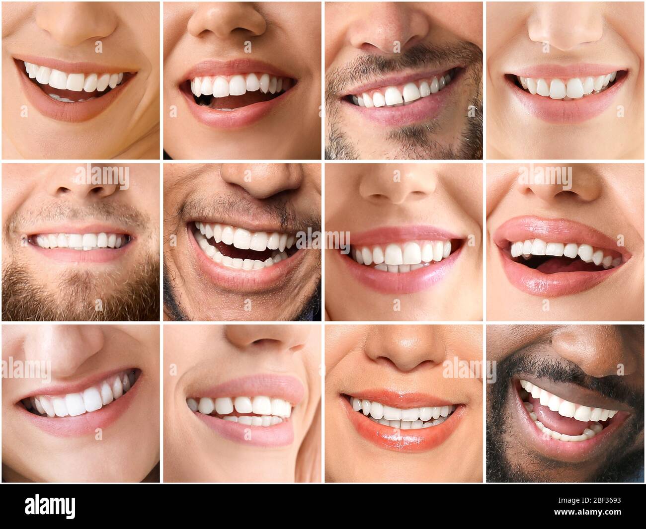Collage of photos with different smiling people, closeup Stock Photo ...
