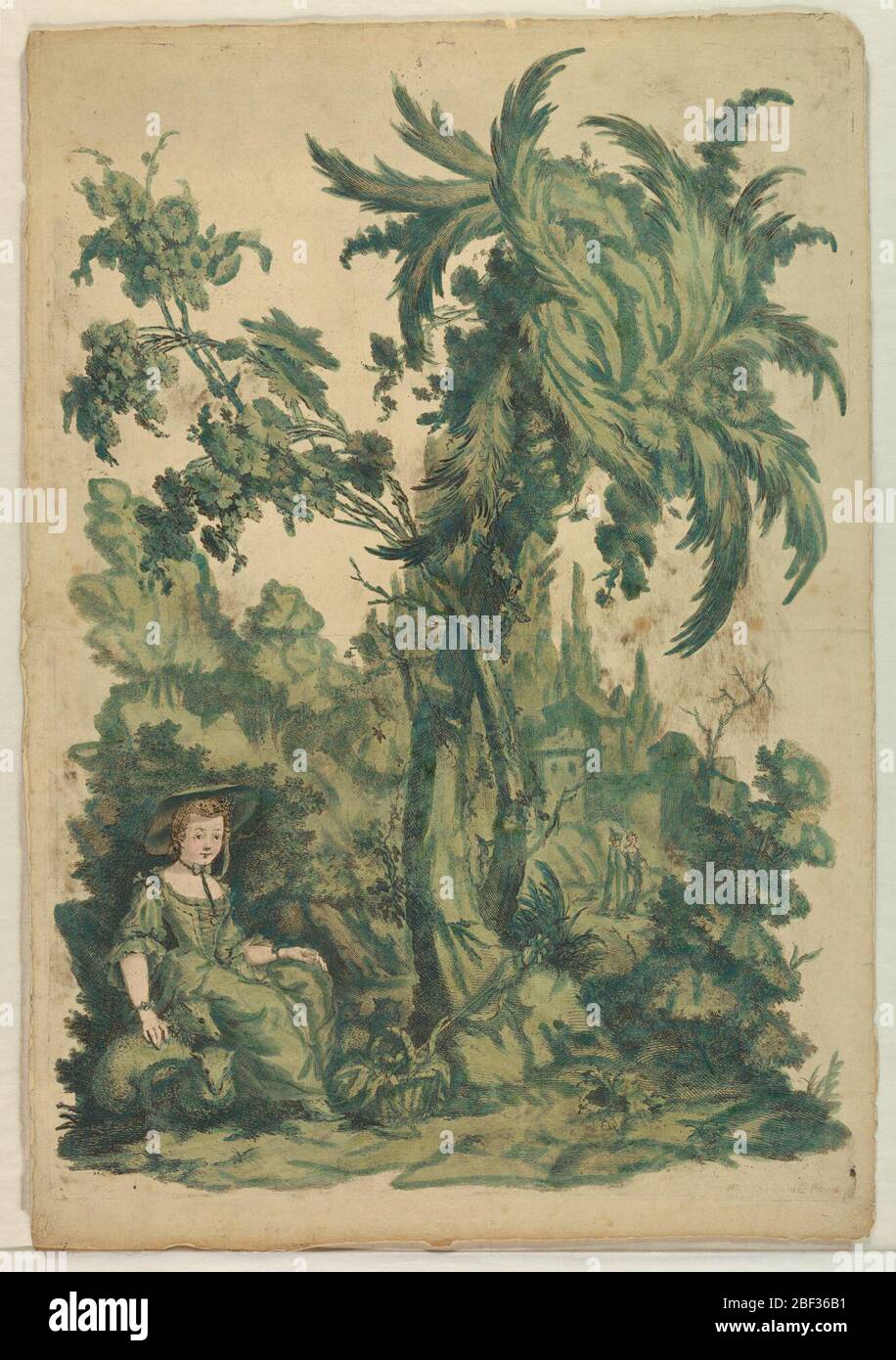 Esther before Ahasverus. Ahasverus rises from his throne at left to ...