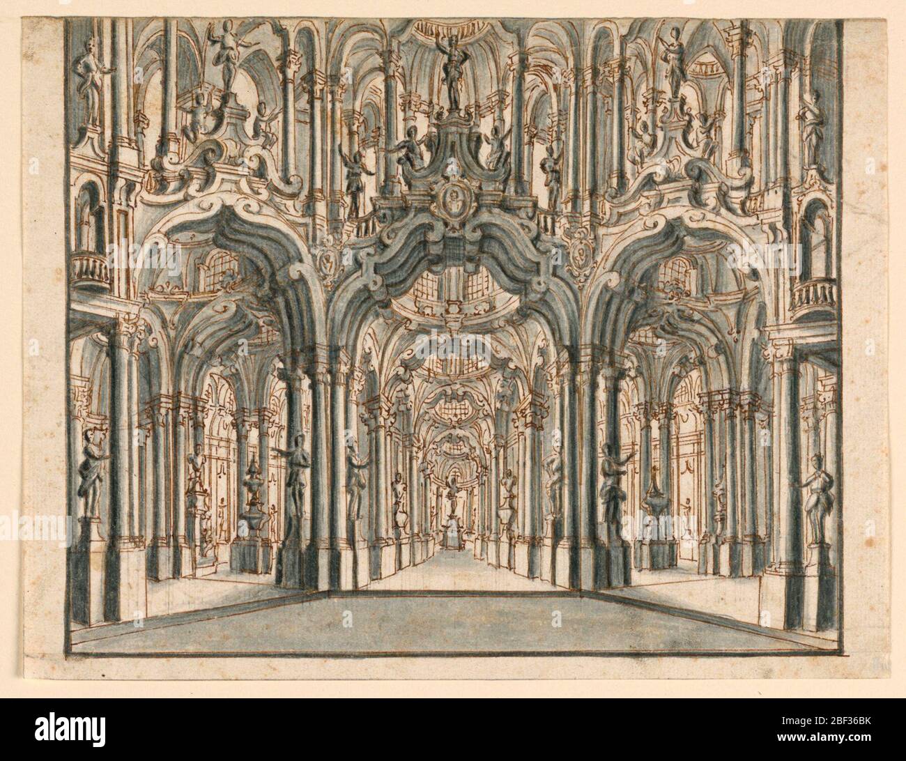 Stage Design Arcaded Palace Hall. Horizontal rectangle. View into ...