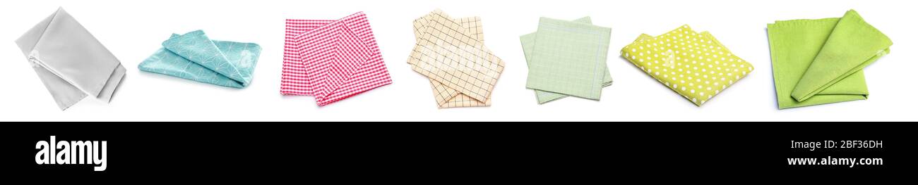 Many clean napkins on white background Stock Photo - Alamy