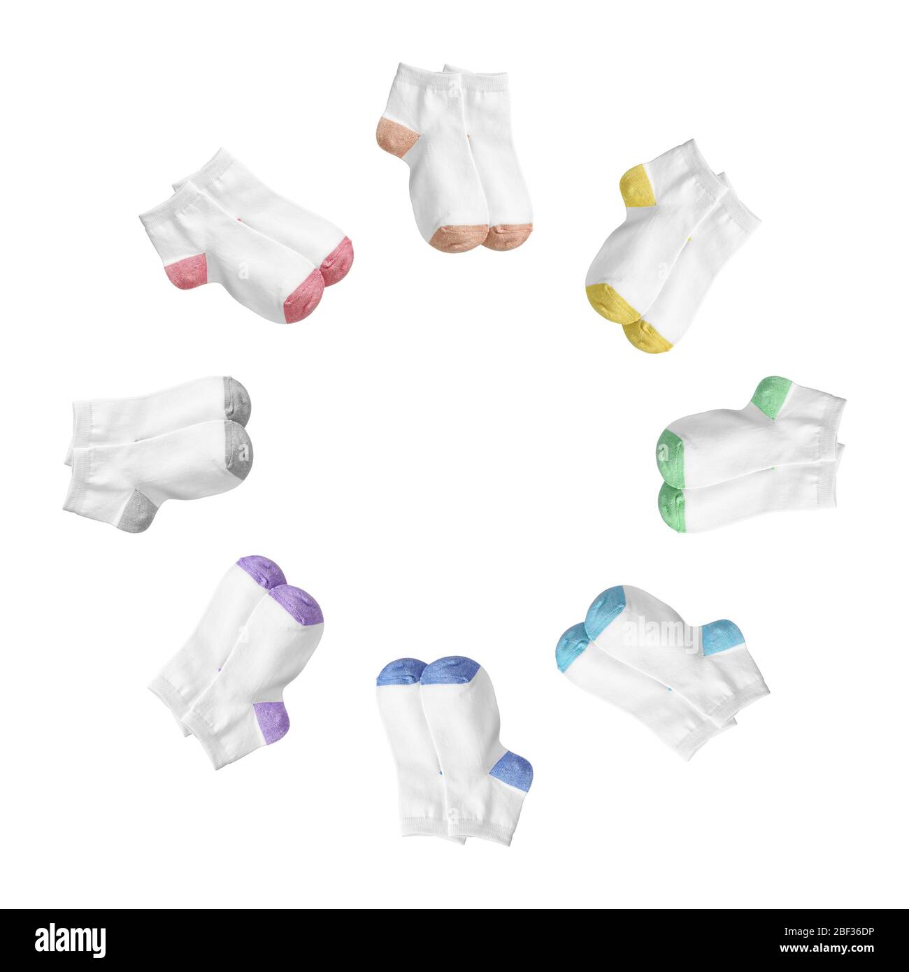 Frame made of cotton socks on white background Stock Photo - Alamy