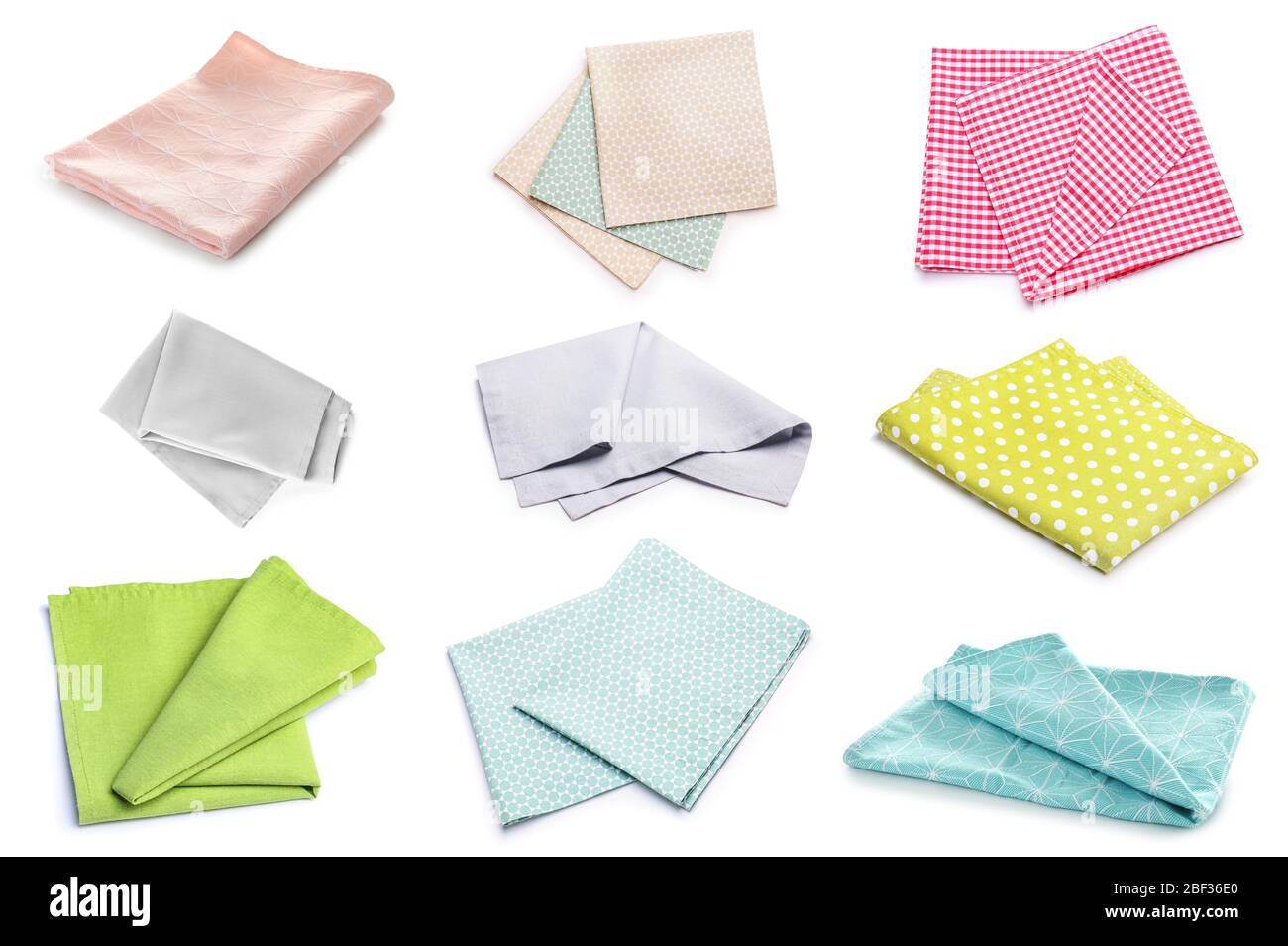Many clean napkins on white background Stock Photo - Alamy