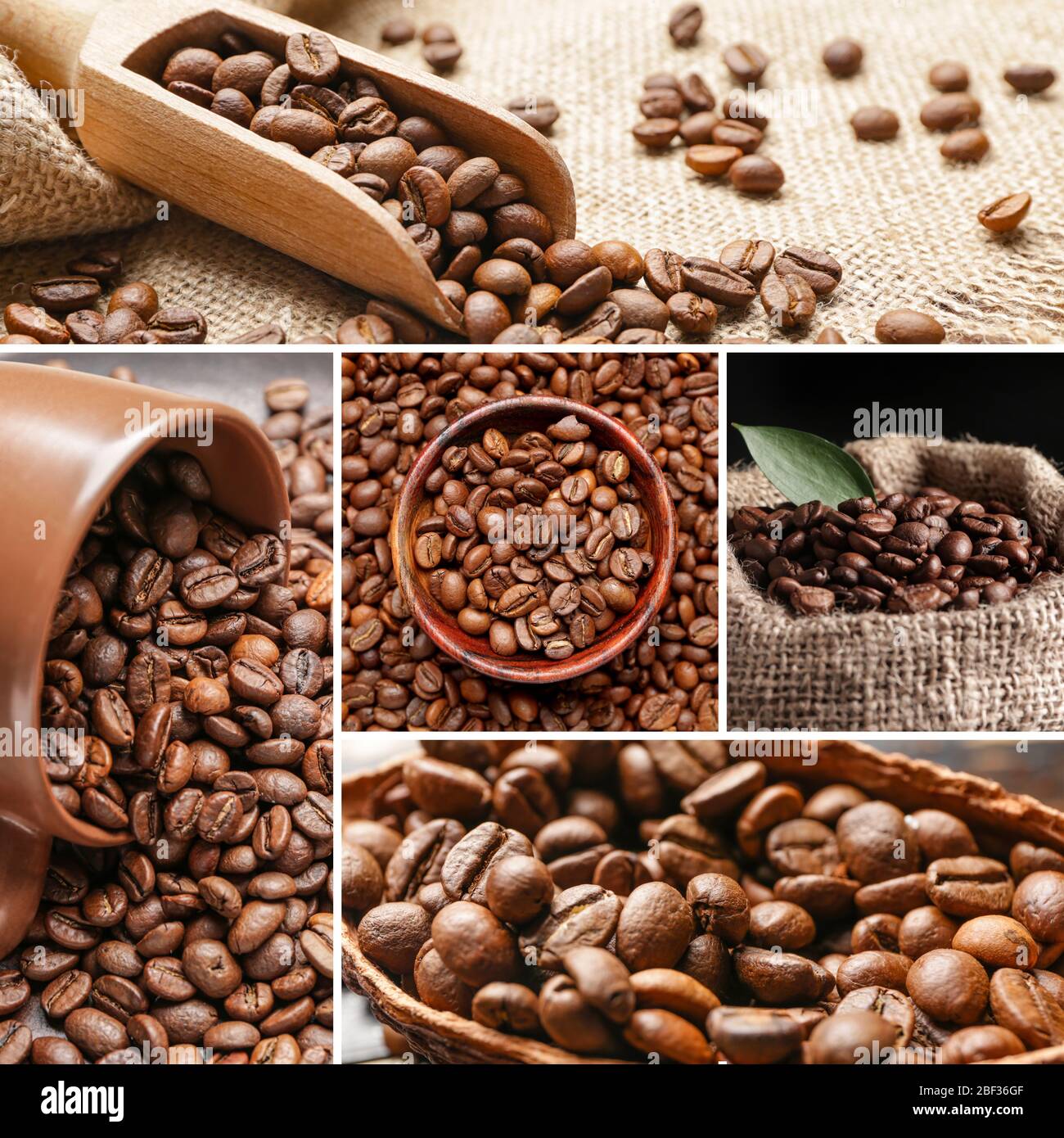 Collage of photos with roasted coffee beans Stock Photo - Alamy