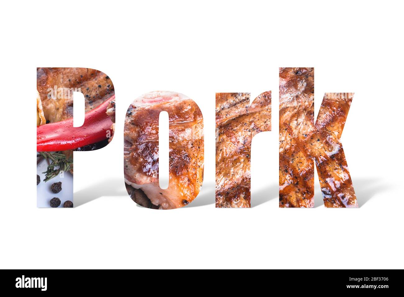 Word PORK on white background Stock Photo - Alamy