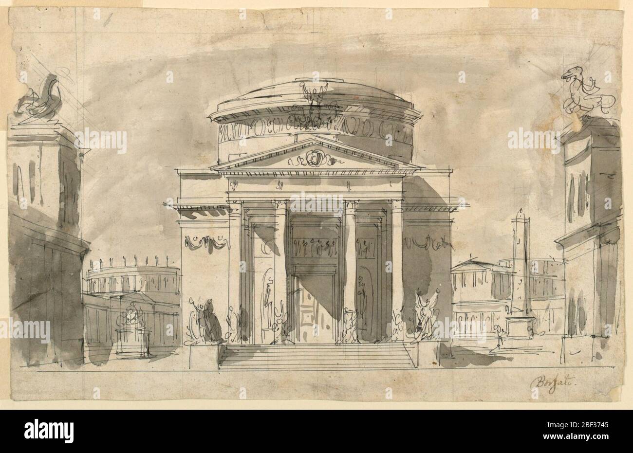 Stage Design Group of Antique Buildings. Horizontal rectangle. Group of ...