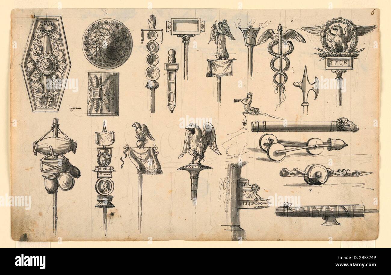 Designs for Roman Arms and Other Classical Motifs. Horizontal rectangle ...