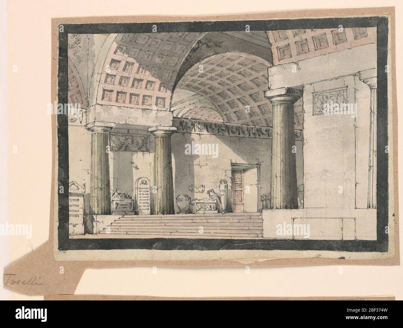 Stage Design Classical Temple Interior with Tombs. Horizontal rectangle ...