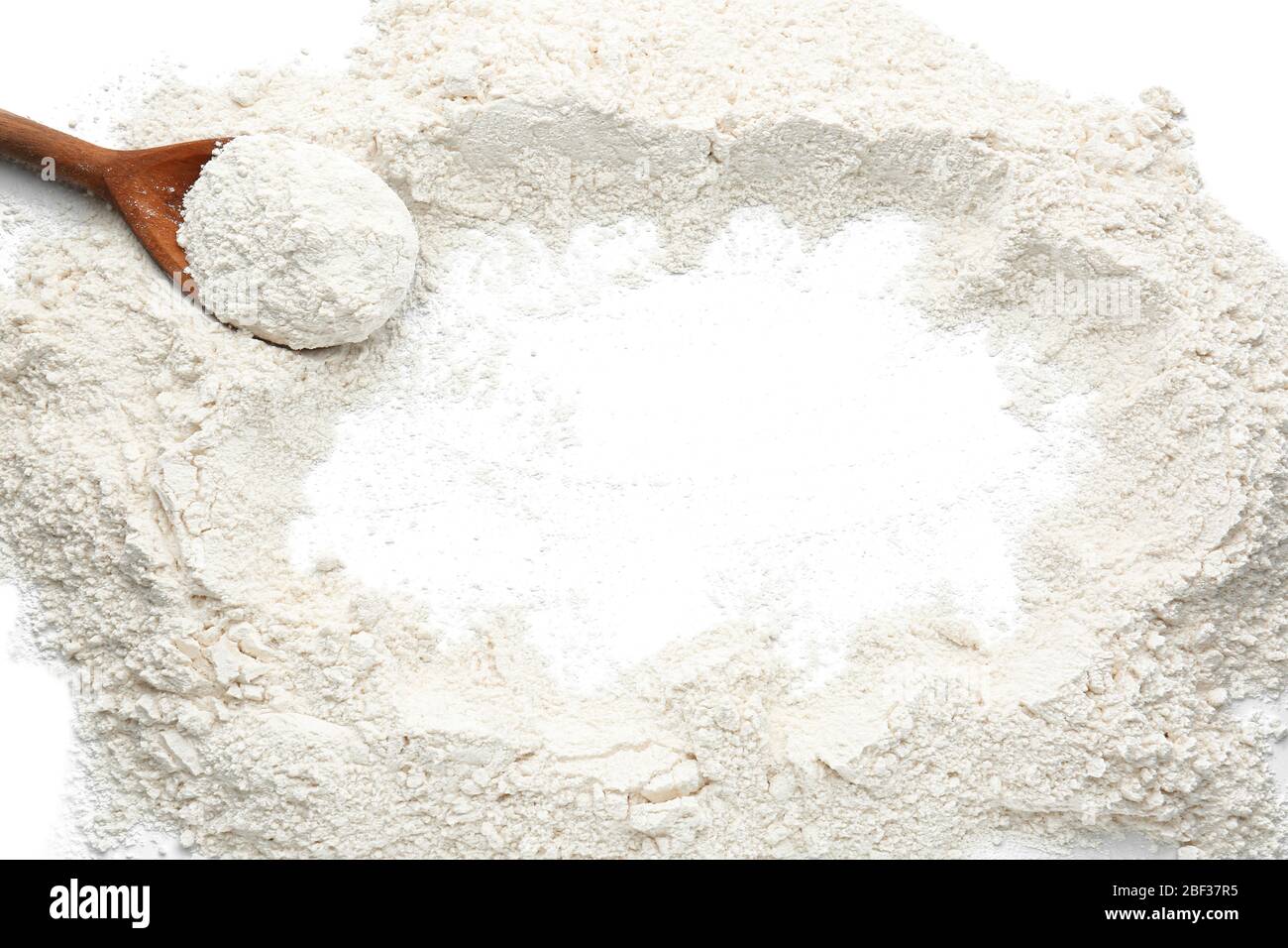 Frame made of flour on white background Stock Photo - Alamy