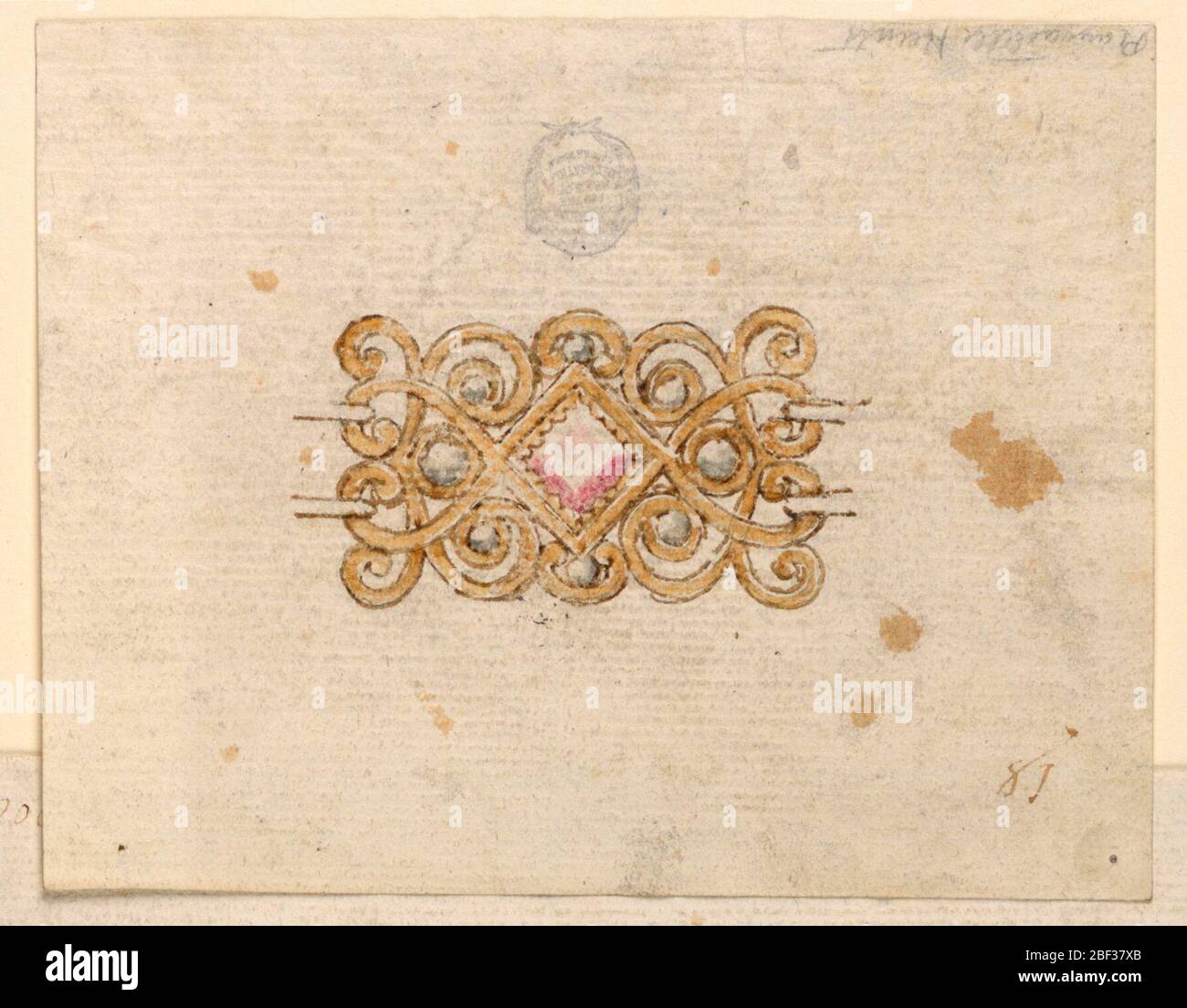 Design for Link of Bracelet. In the center, a lozenge with the diamond ...