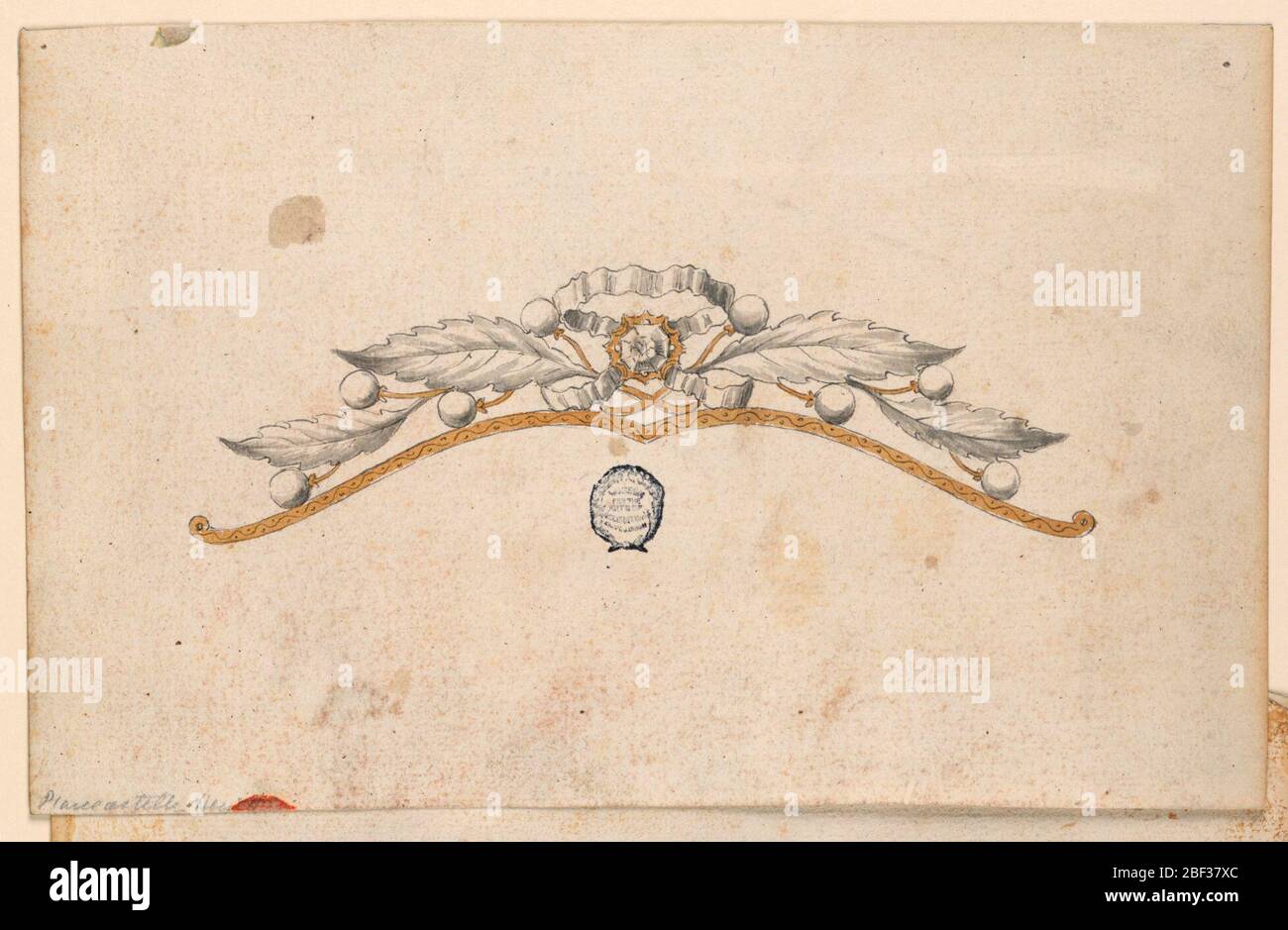 Design for a Coronet. Above a metal strip, in the center, a knot with a ...