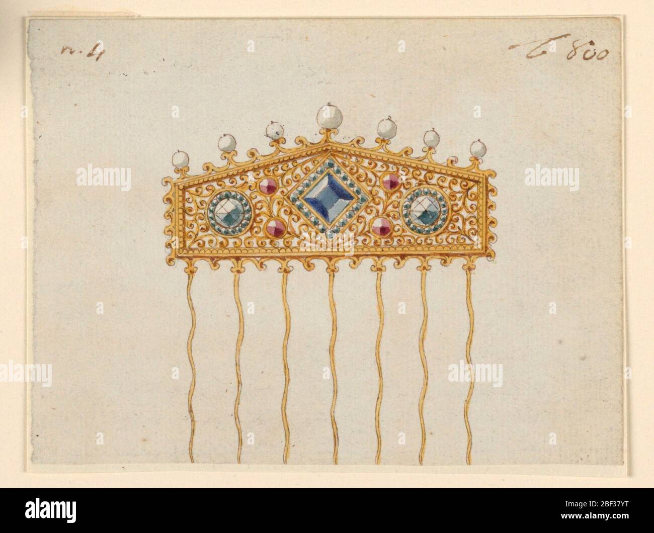 Design for a Comb. Horizontal rectangle. Design for a hair comb with ...