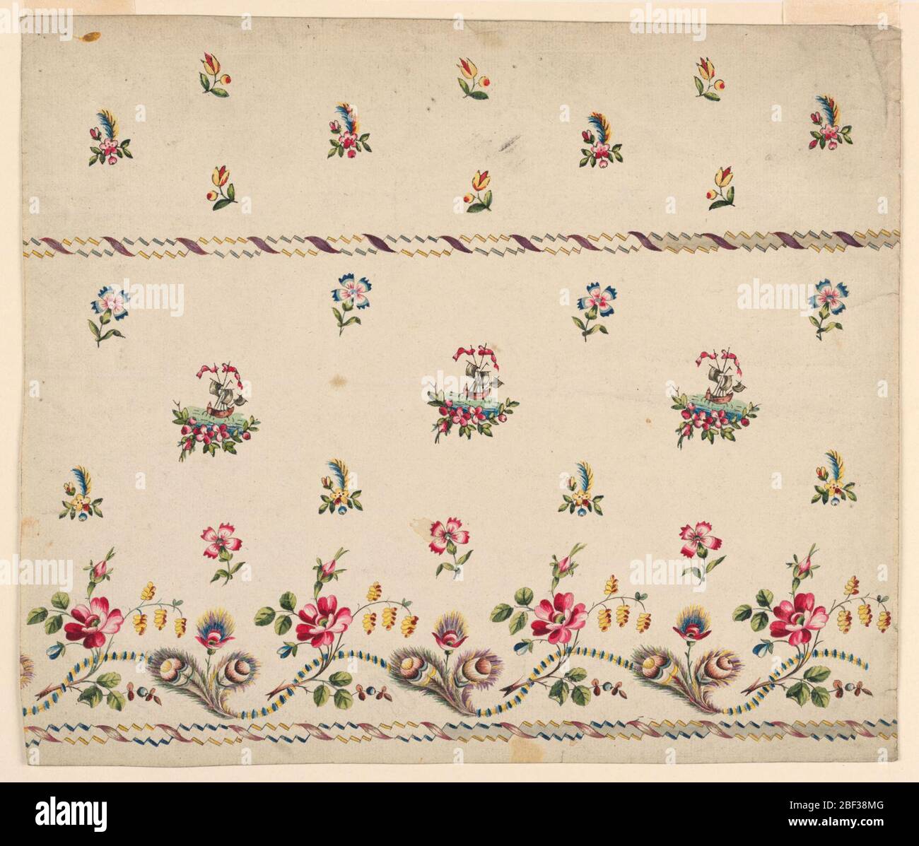 Design for an Embroidery. A tall border is formed by a seesaw motif ...