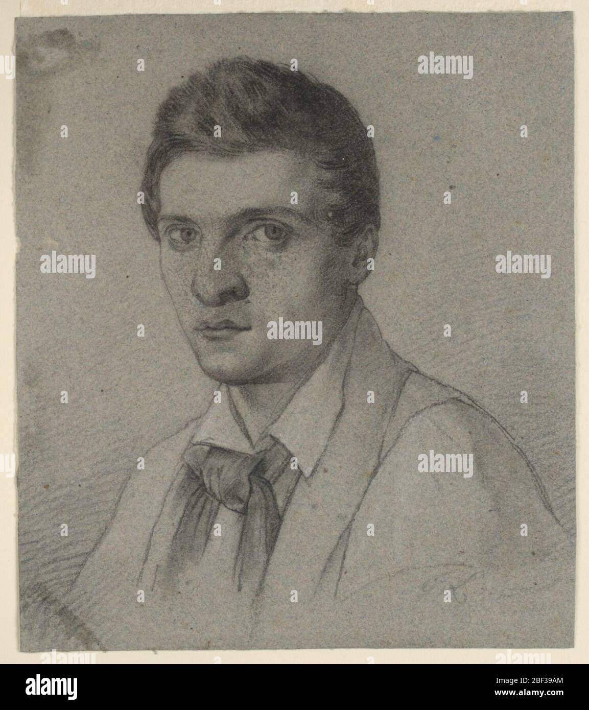 Selfportrait. Bust-length portrait of a young man, facing one-quarter ...