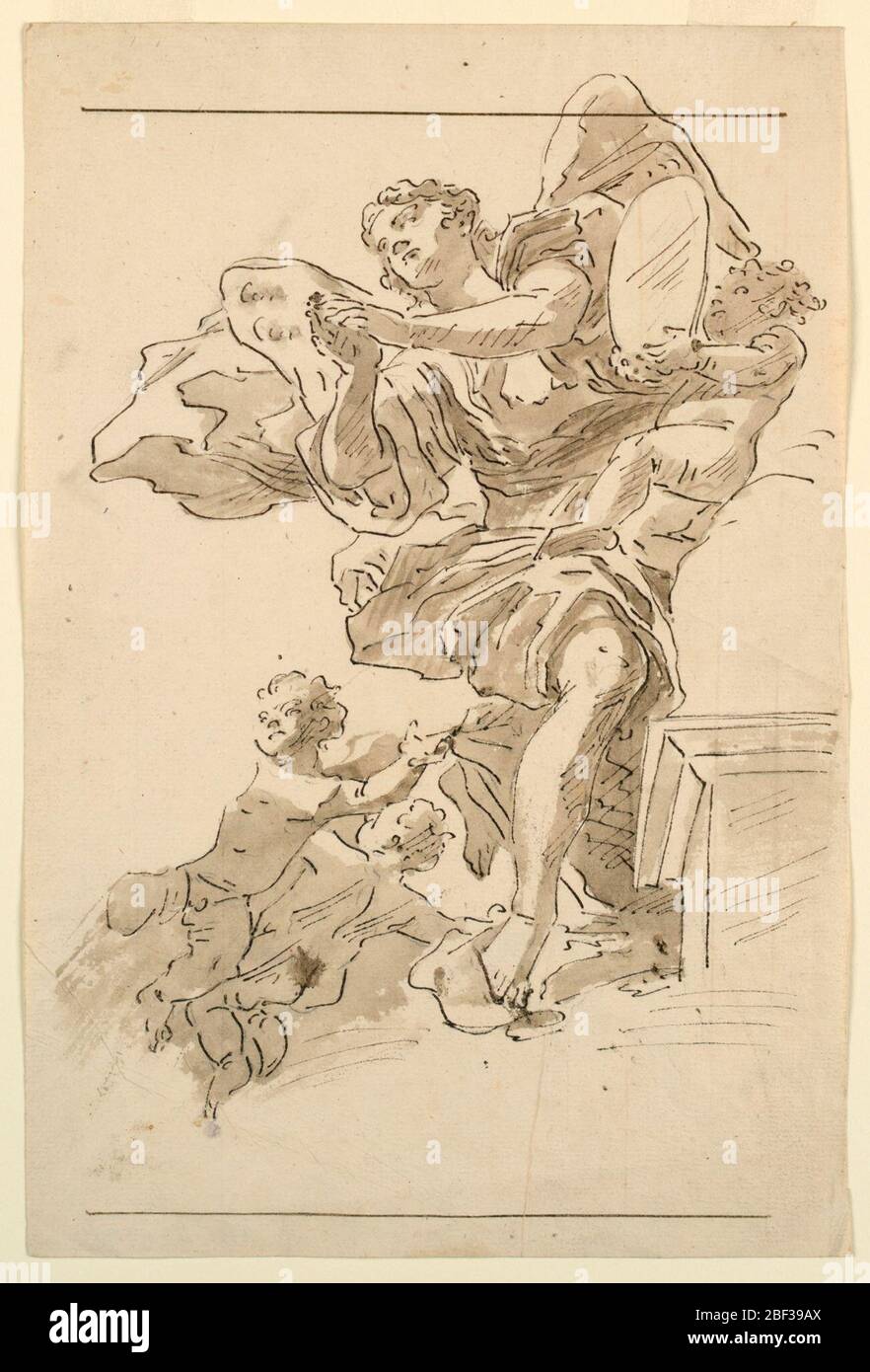 Putti and Winged Figure. Three putti around a winged figure with ...