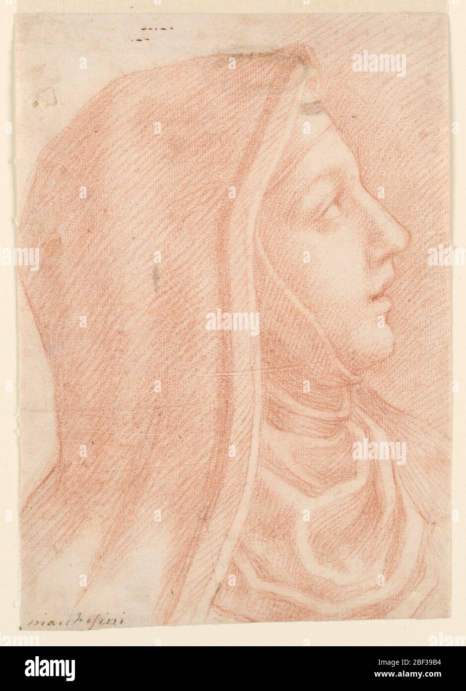 Head of a Nun. Head of a nun in right profile, her gaze directed ...