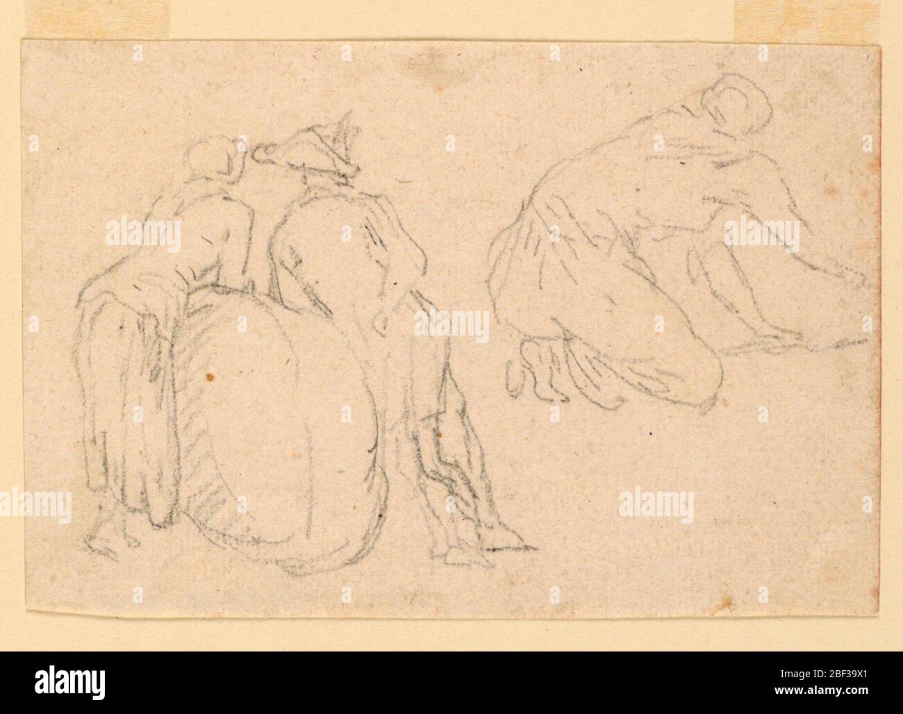 Three Figural Studies. At left, a man and woman seen from the back ...