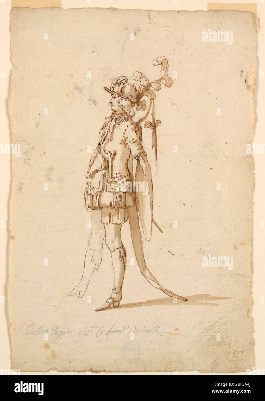Costume Design A Page for a Ballet. Vertical rectangle. A boy is shown ...