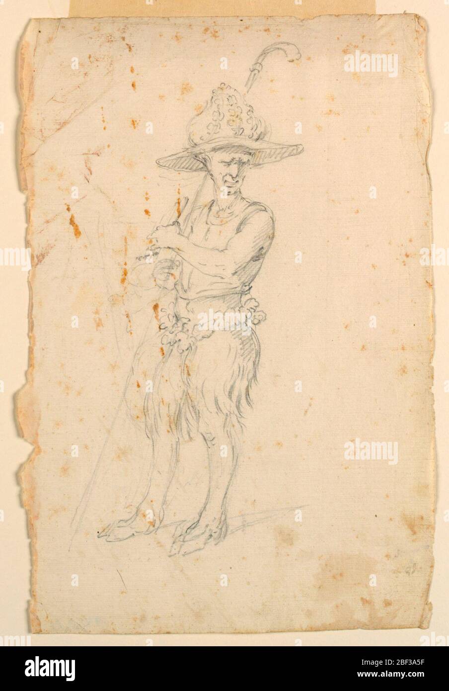 Costume Design A Satyr for a Ballet. Vertical rectangle. Shown in three ...