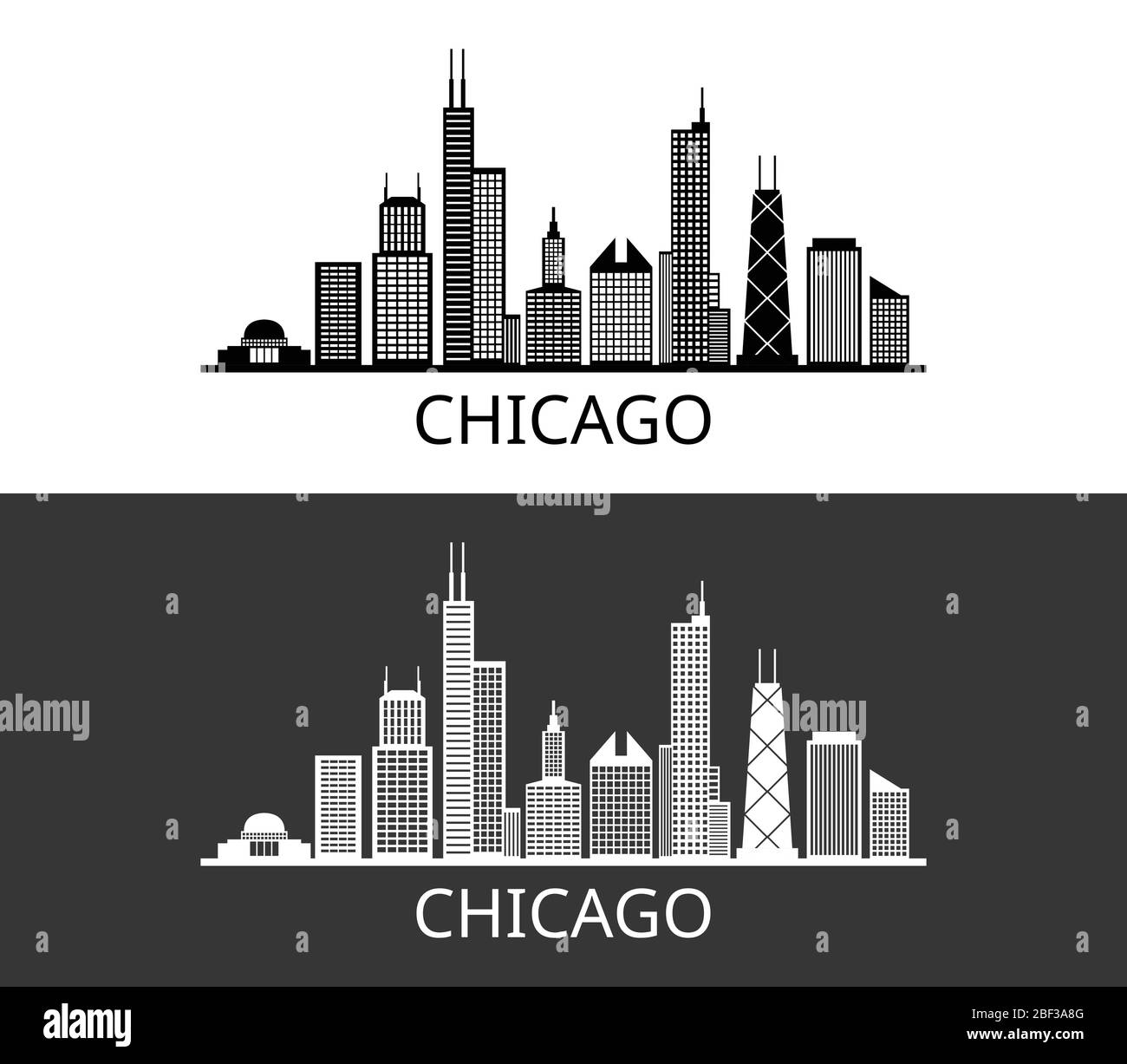Chicago city skyline silhouette on Stock Vector Images - Alamy