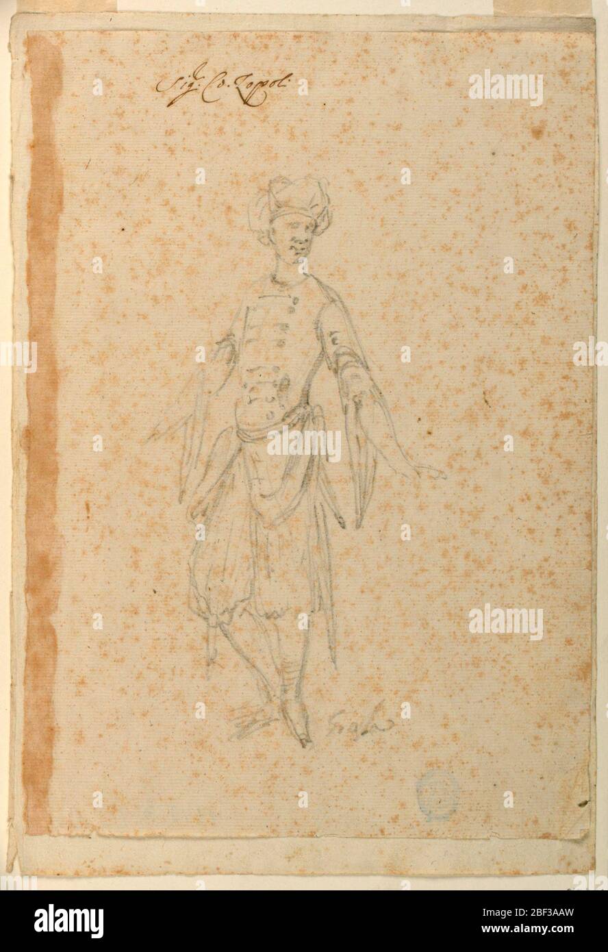 Project for a Ballet Costume of an Oriental Jester. Vertical rectangle ...