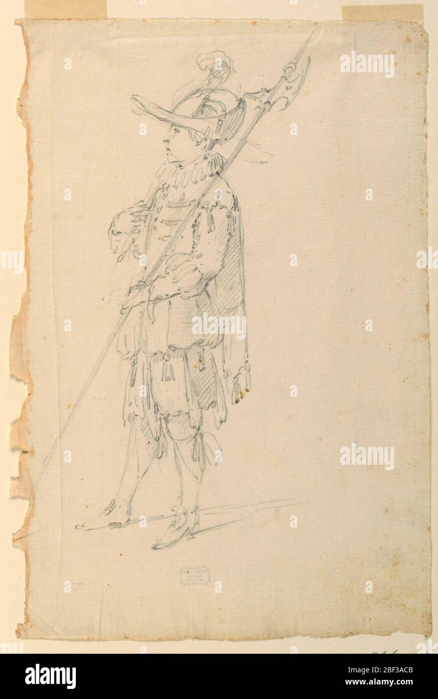 Costume Design A Halberdier for a Ballet. Vertical rectangle. Shown in ...