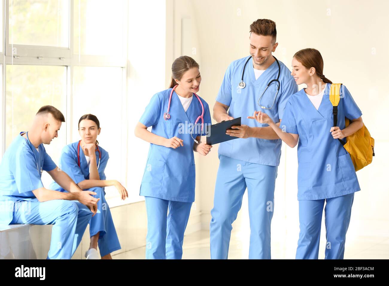 Group of medical students in hall of clinic Stock Photo - Alamy