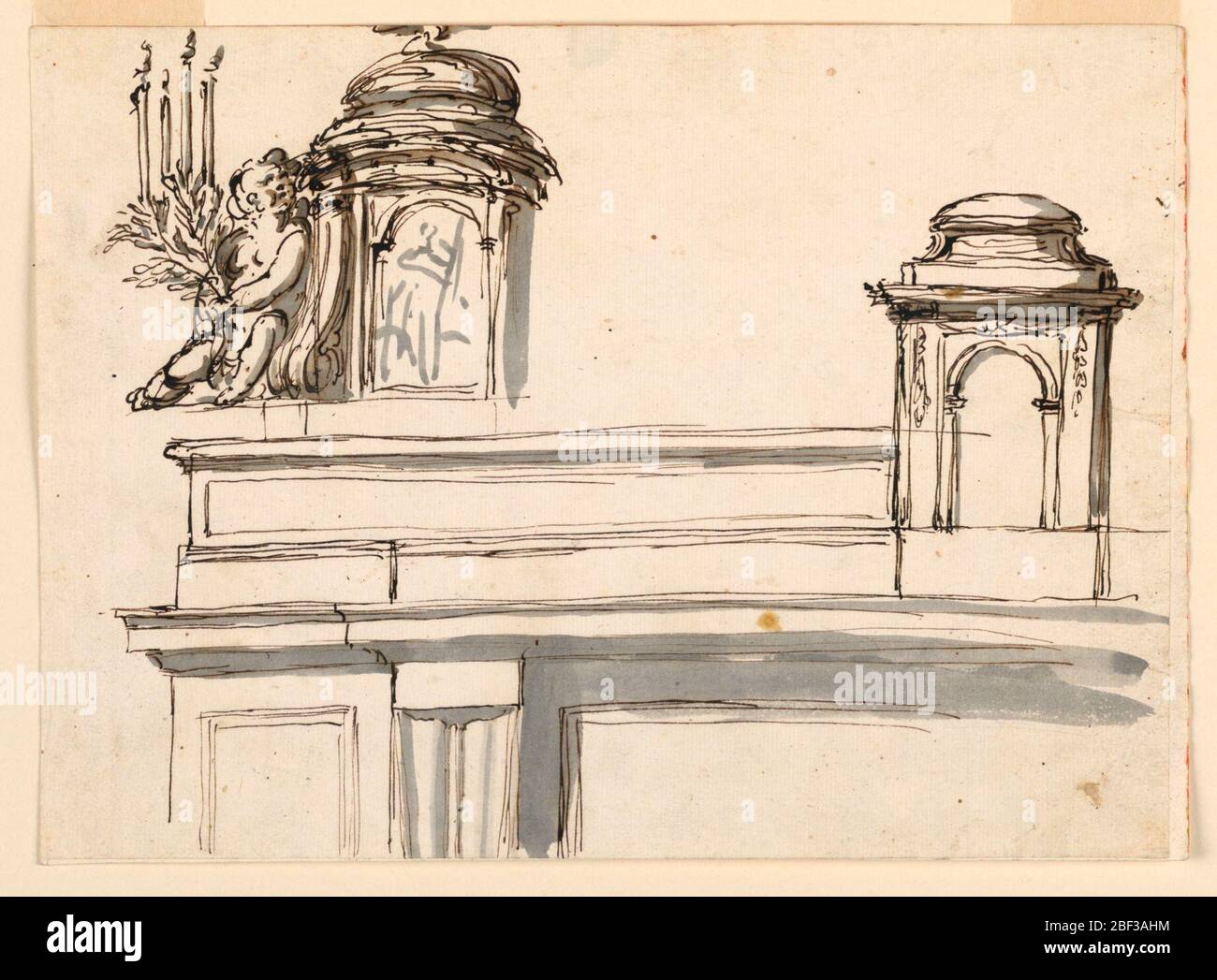 Designs for an Altar Mensa. Horizontal rectangle. At top left, an angel ...