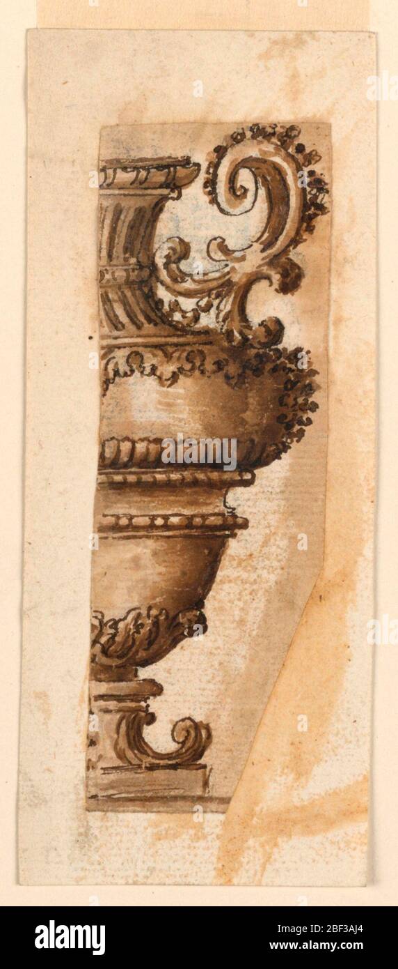 Design for a Cut Vase. Half of an elevation of a vase richly decorated ...