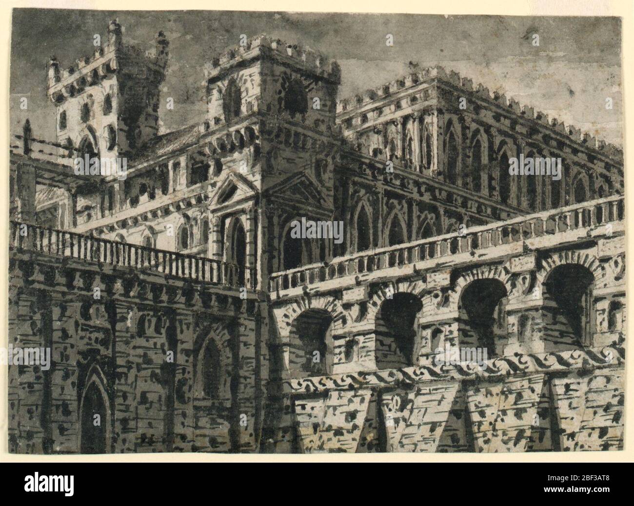 Stage Design Gothic Castle. Horizontal rectangle. Gothic castle on high ...