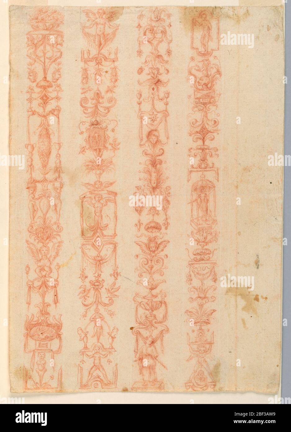 Four Grotesque Candelabrum. Five stripes had been prepared with incised ...