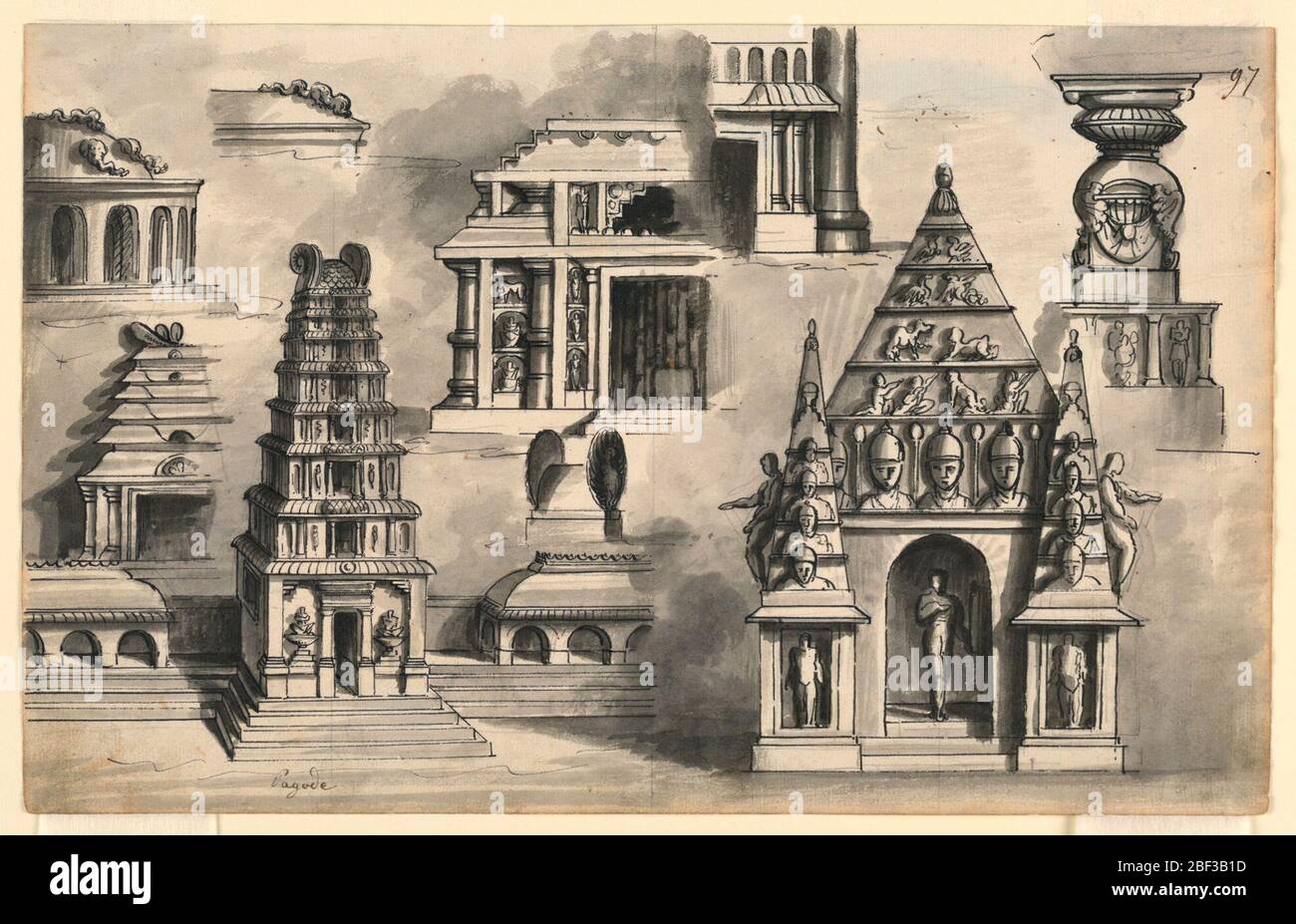 Stage Design Details of Indian Temples. Horizontal rectangle ...