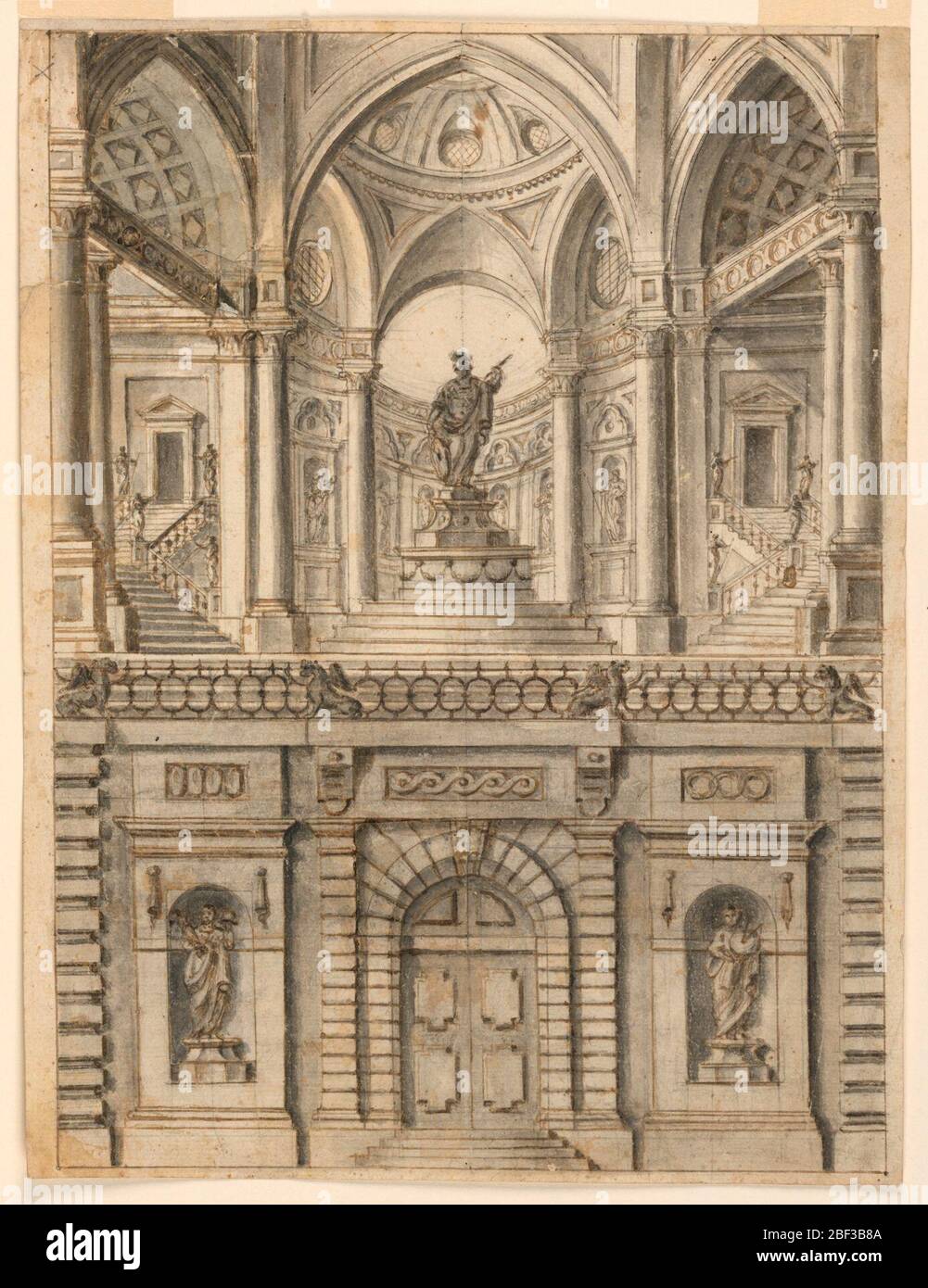Painted Wall Decoration. Vertical rectangle. Fantastic drawing showing ...