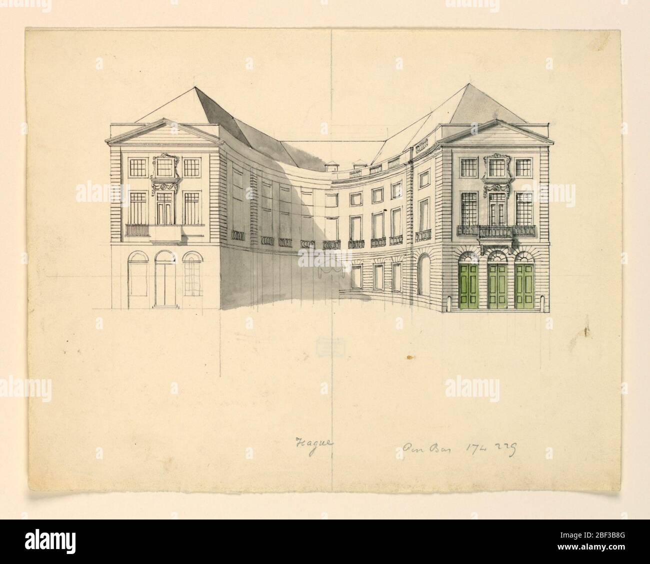 Elevation of a Facade of a Theater The Hague. Horizontal rectangle ...