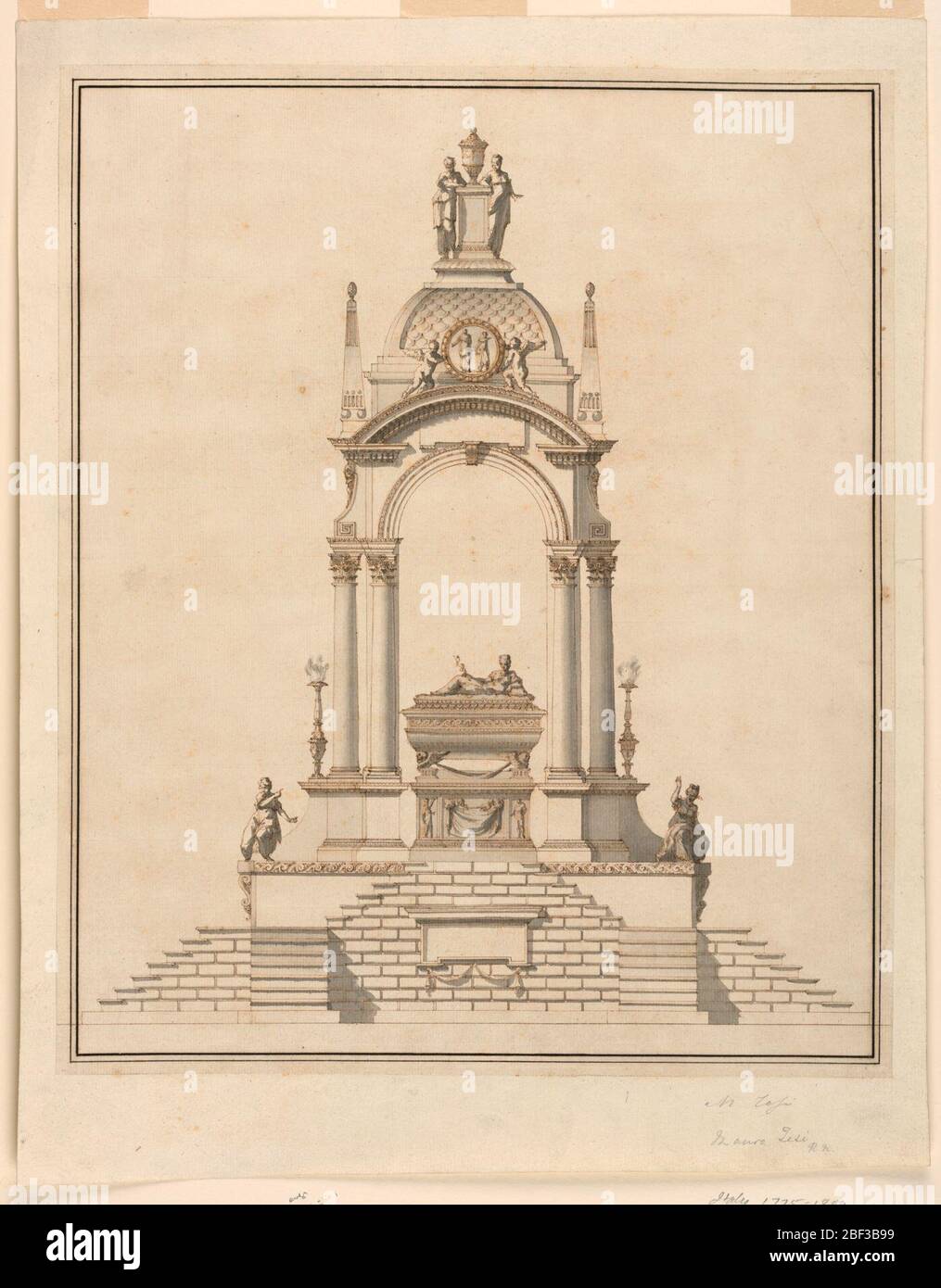 Sepulchral Monument. Design for a sepulchral monument. Elevation view ...