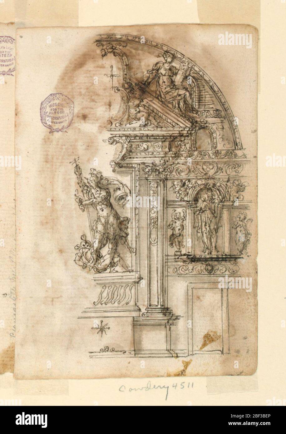 Design for an Altar. Elevation of an alter. The right half is shown ...