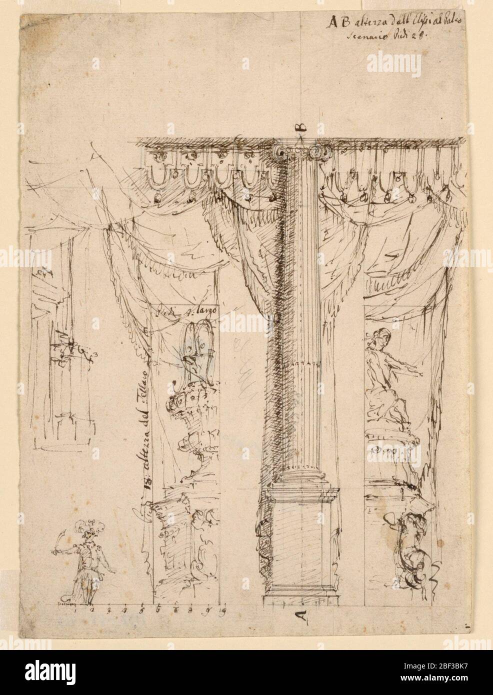 Sketch for Three Side Wings with Part of Proscenium Frame. A fluted ...