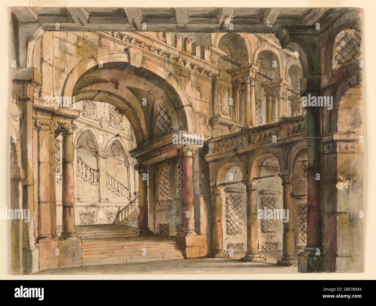 Stage Design Palace Courtyards and Staircases. Horizontal rectangle ...