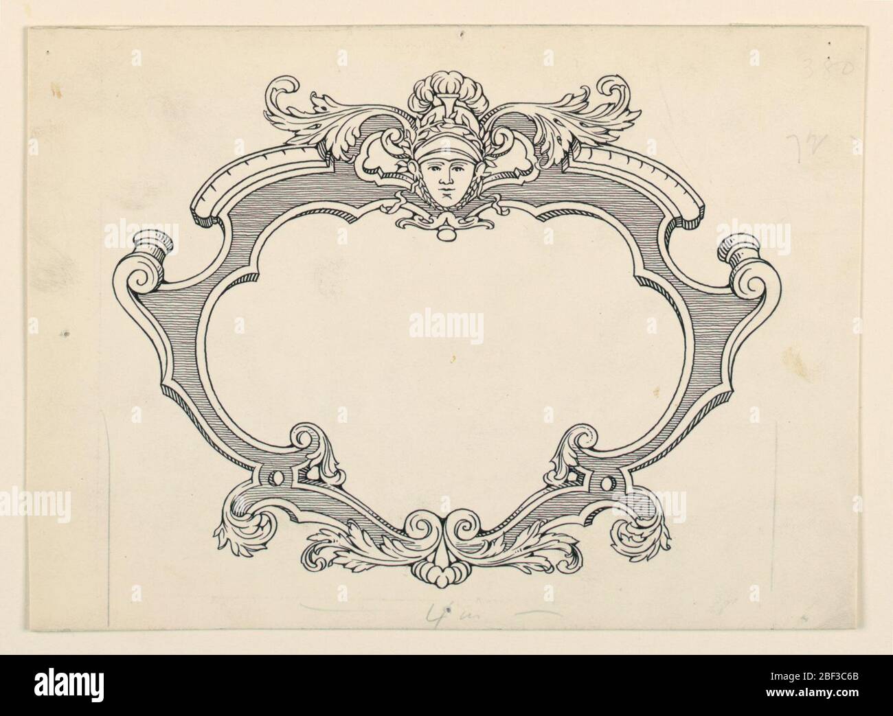 Frame for Book Illustration. Scroll work, with leaves above and below ...