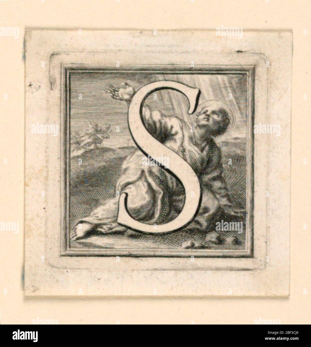 Decorated Capital Letter S. Letter S before St. Stephen suffering his ...