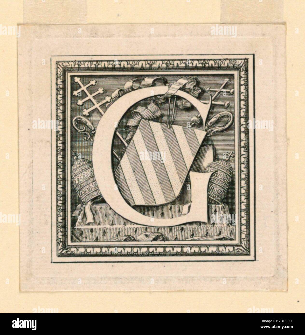 Letter G from Baluzes Histoire gnrale de la Maison dAuvergne. A shield ...